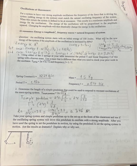 Oscillations at Resonance: For a system to have very | Chegg.com