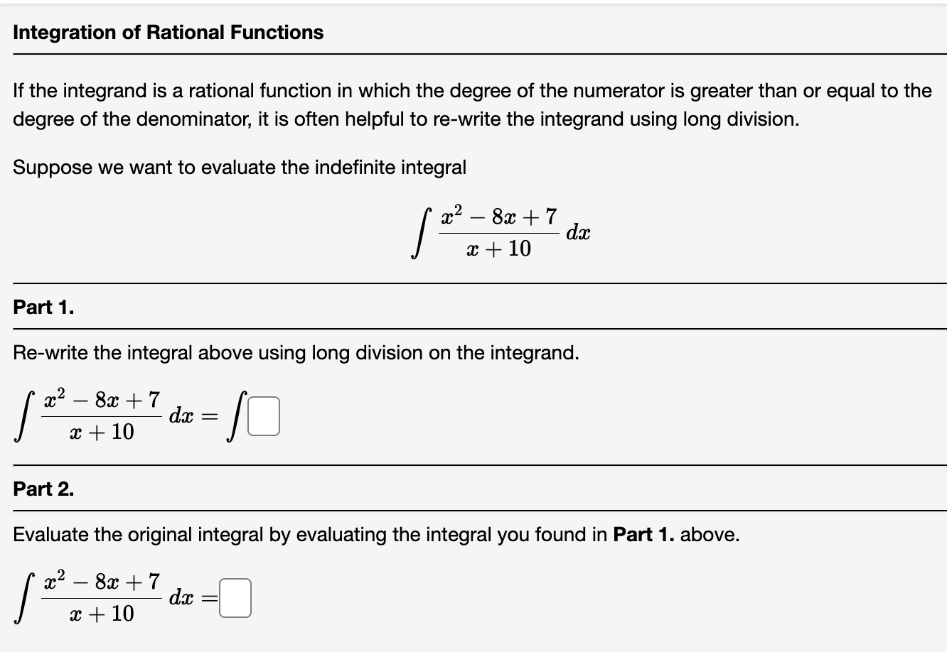 Solved Integration of Rational FunctionsIf the integrand is | Chegg.com