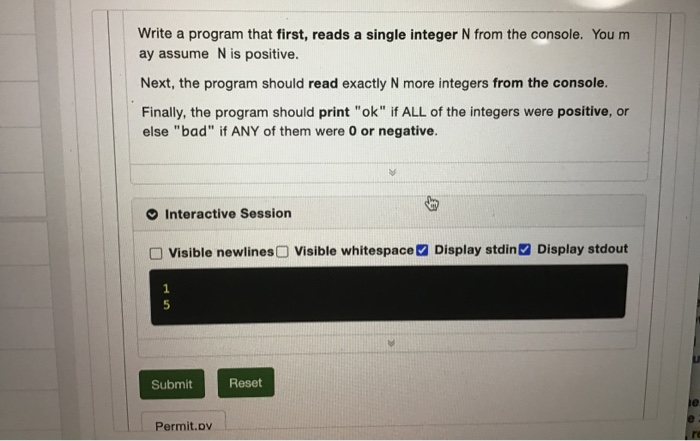 Solved Write A Program That First Reads A Single Integer N 