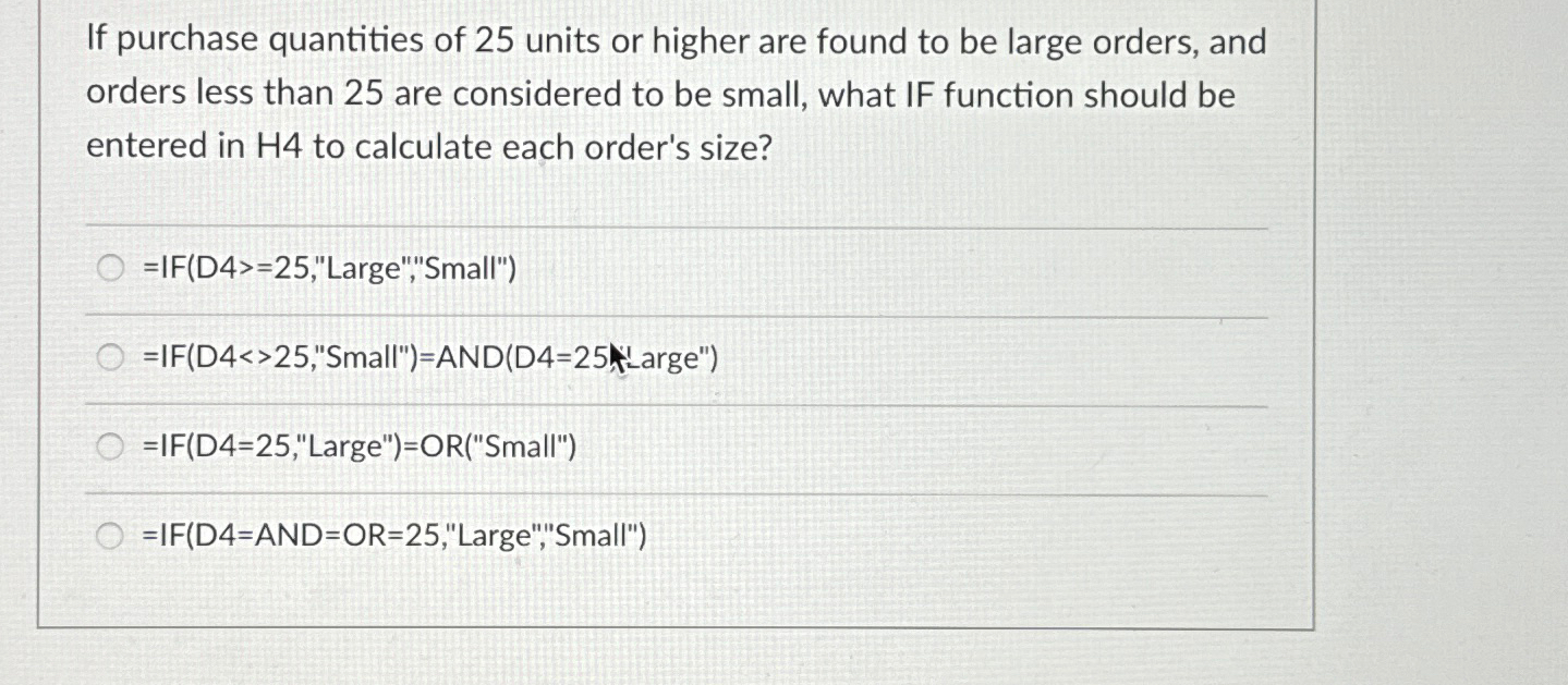 Solved If purchase quantities of 25 ﻿units or higher are | Chegg.com