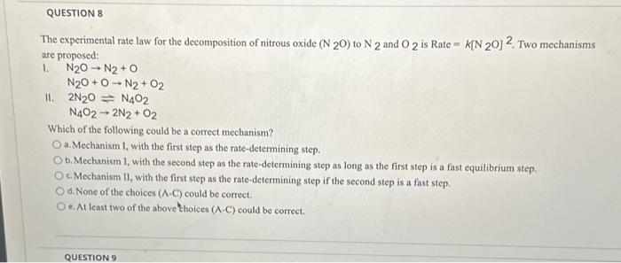 Solved The experimental rate law for the decomposition of | Chegg.com