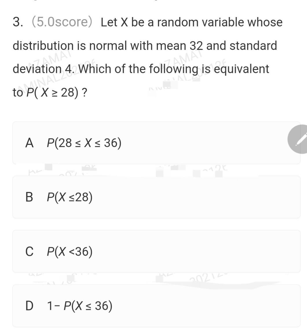 Solved 3. (5.0score) Let X be a random variable whose | Chegg.com
