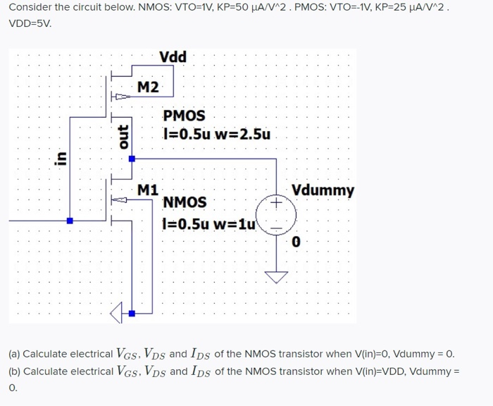 Solved Consider the circuit below. NMOS: VTO=1V, KP=50 | Chegg.com