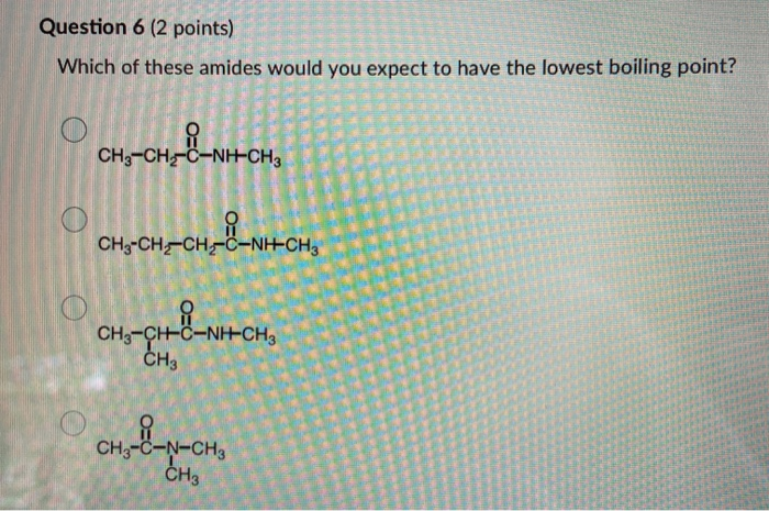 Solved Which of these compounds would have the highest | Chegg.com
