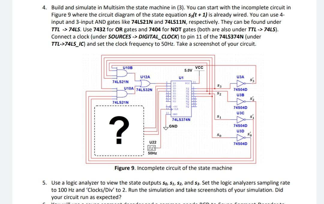 Solved 4. Build and simulate in Multisim the state machine | Chegg.com