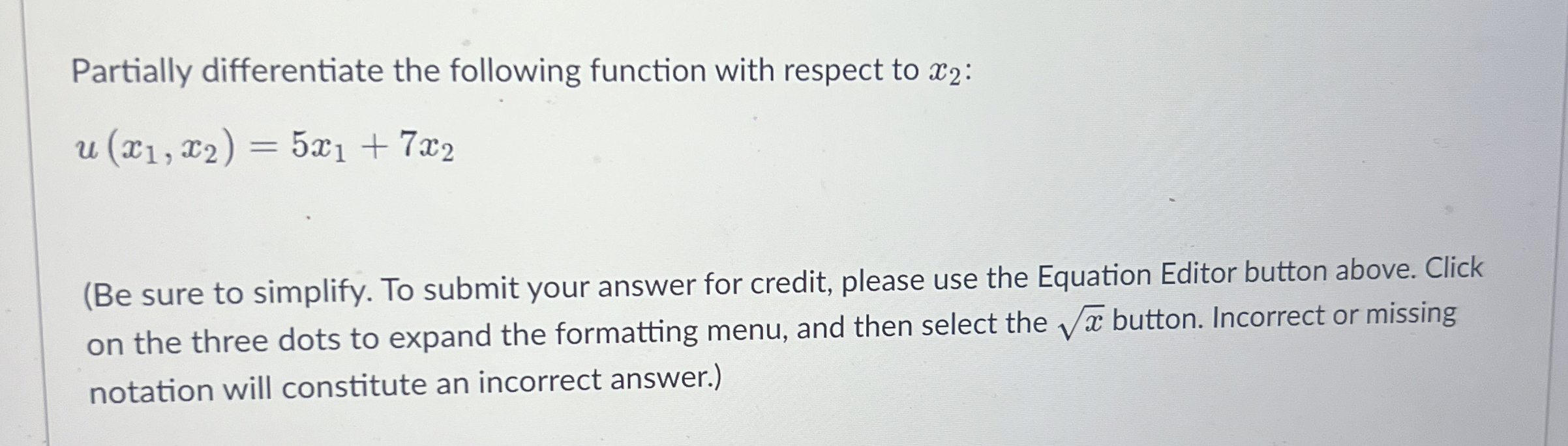 Solved Partially differentiate the following function with | Chegg.com