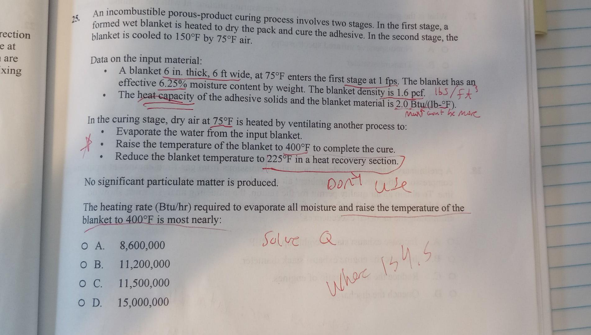 Solved 25. An incombustible porous-product curing process | Chegg.com