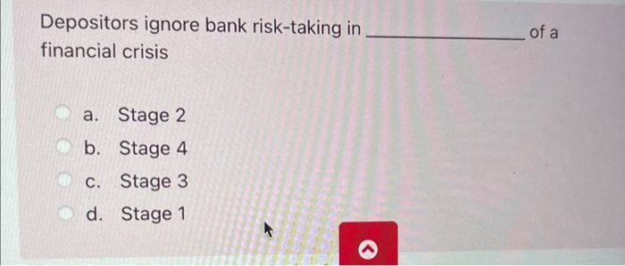 Solved Depositors ignore bank risk-taking in of a financial | Chegg.com