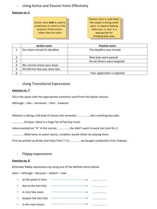 Use precise words/wordings. Exercise no. 3 - Applying | Chegg.com