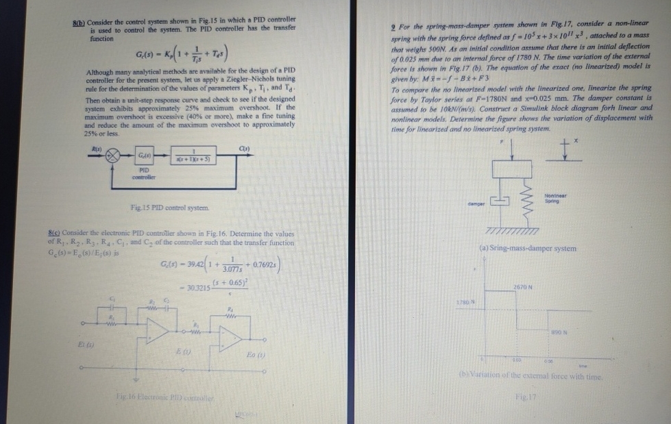 Solved 8(b) ﻿Consider the control system shown in Pig. 15 | Chegg.com