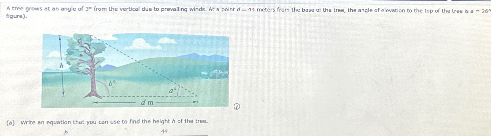 Solved A tree grows at an angle of 3° ﻿from the vertical due | Chegg.com
