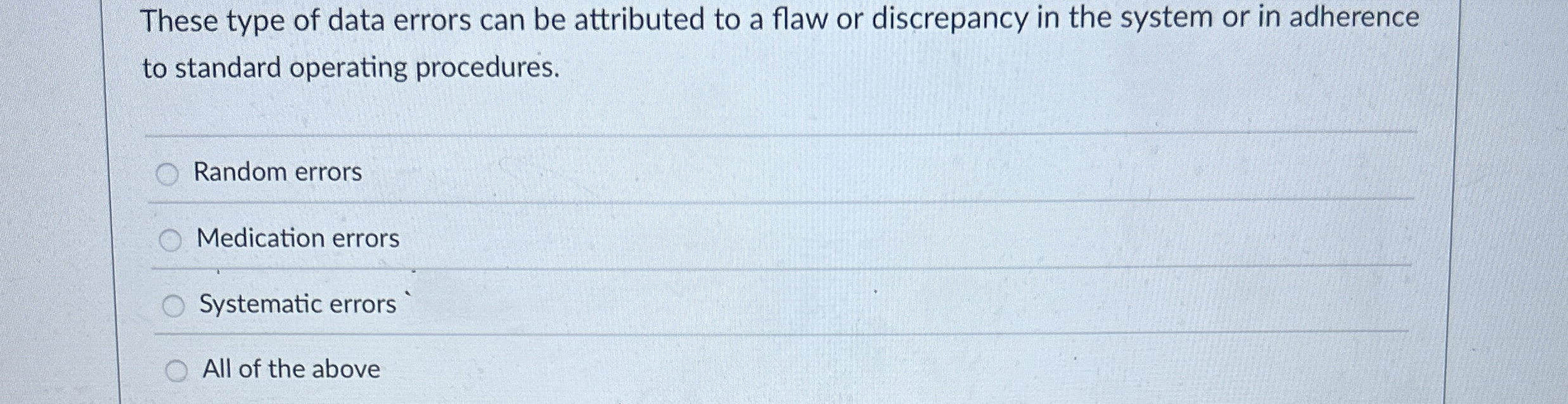 Solved These type of data errors can be attributed to a flaw | Chegg.com