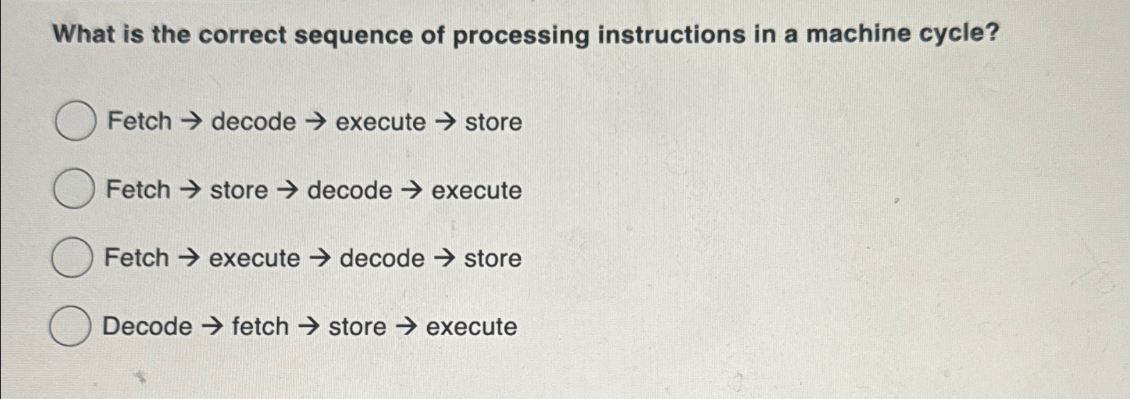 Solved What is the correct sequence of processing | Chegg.com