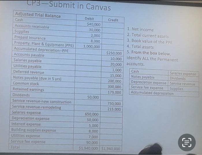 Solved CP3-Submit in Canısa 1. Net Income 2. Total current | Chegg.com