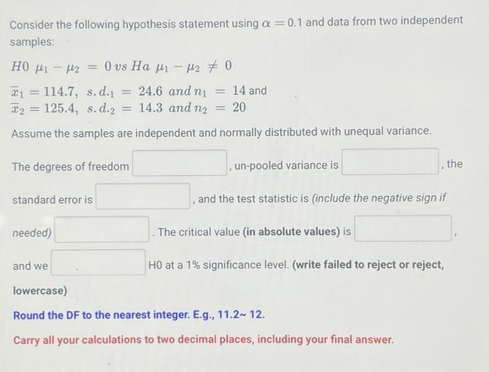 Solved Consider the following hypothesis statement using | Chegg.com