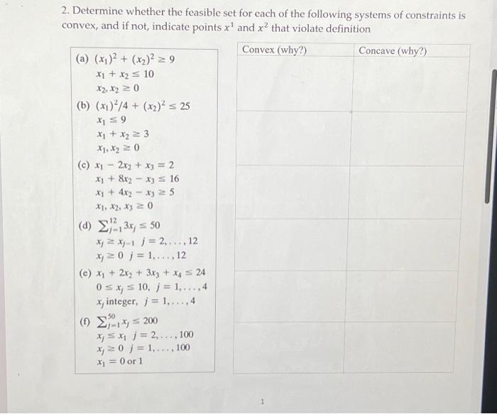 Solved 2. Determine whether the feasible set for each of the | Chegg.com