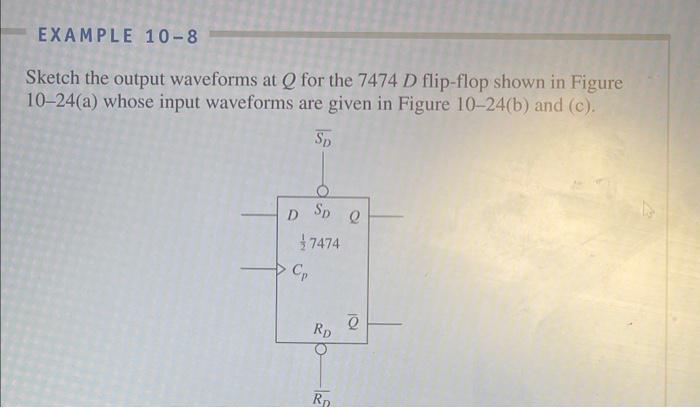 Solved Sketch the output waveforms at Q for the 7474D | Chegg.com