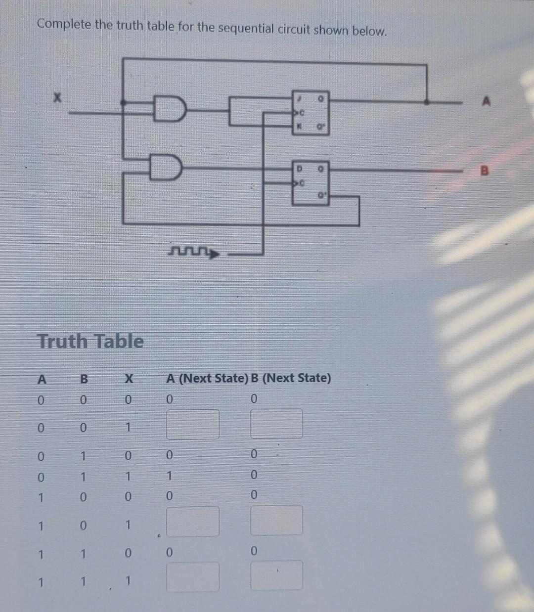 Solved Complete the truth table for the sequential circuit | Chegg.com