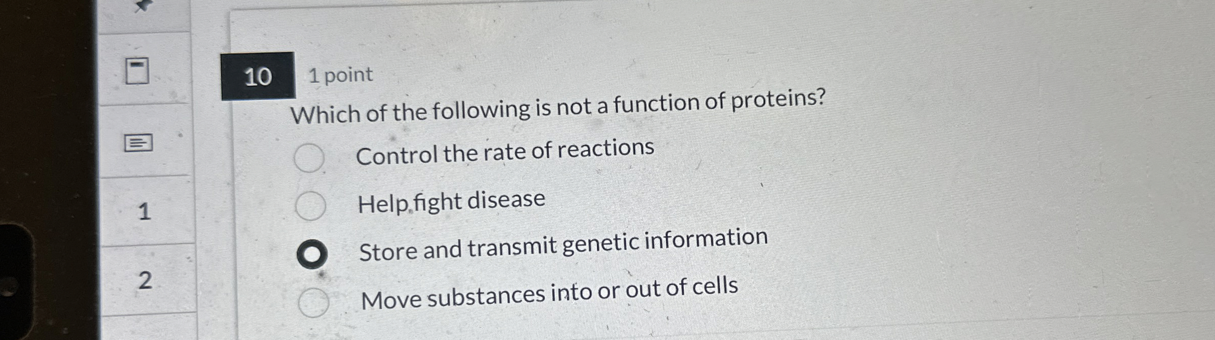 Solved 101 ﻿pointWhich of the following is not a function of | Chegg.com