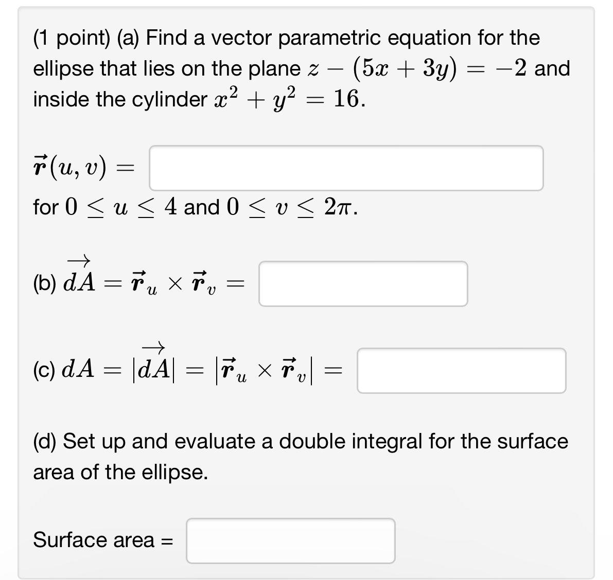Solved (1 ﻿point) (a) ﻿Find a vector parametric equation for | Chegg.com