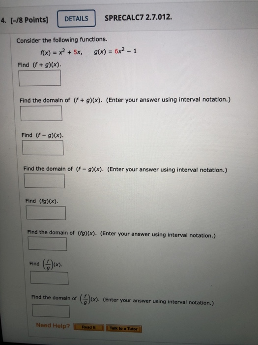 Solved 4. [-18 Points] DETAILS SPRECALC7 2.7.012. Consider | Chegg.com
