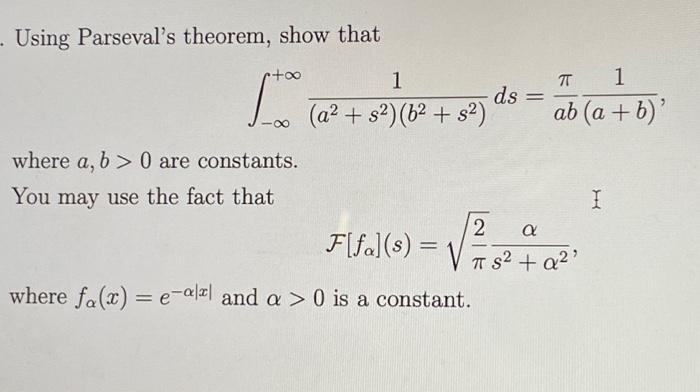 Using Parseval's theorem, show that | Chegg.com