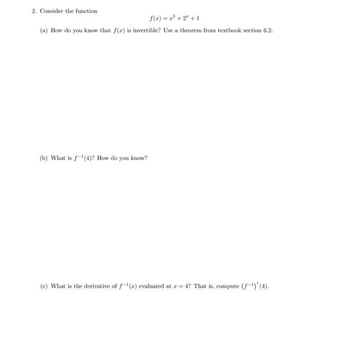 Solved 2. Consider the function f(x)=x5+2x+1 (a) How do you | Chegg.com