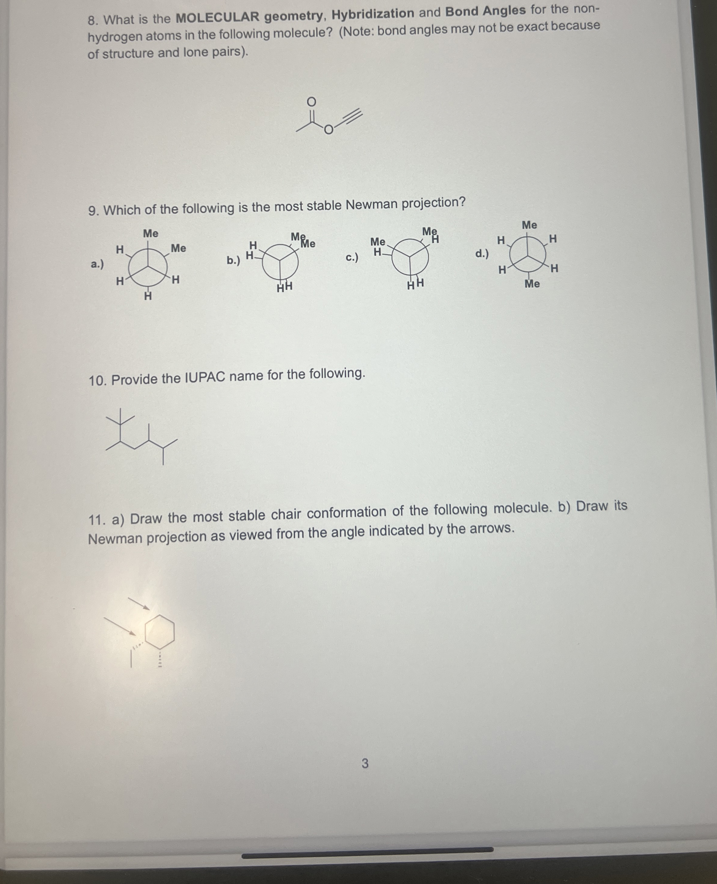 Solved What is the MOLECULAR geometry, Hybridization and | Chegg.com