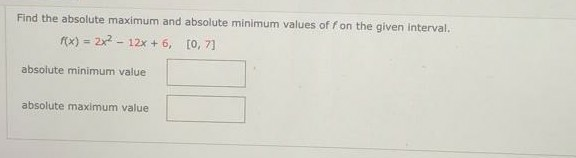 Solved Find The Absolute Maximum And Absolute Minimum Values 
