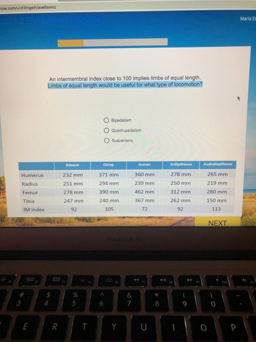 Solved ow.com/v/t3moeihavesmoz 2 Maria An intermembral index | Chegg.com