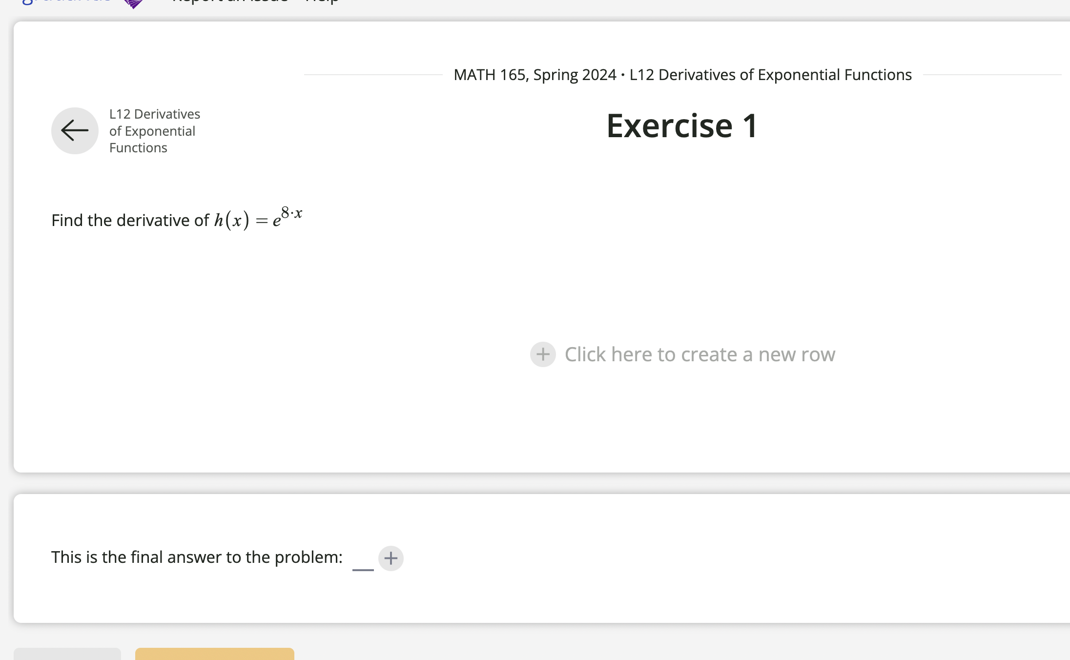 Solved larr, L12 ﻿Derivativesof ExponentialFunctionsExercise | Chegg.com