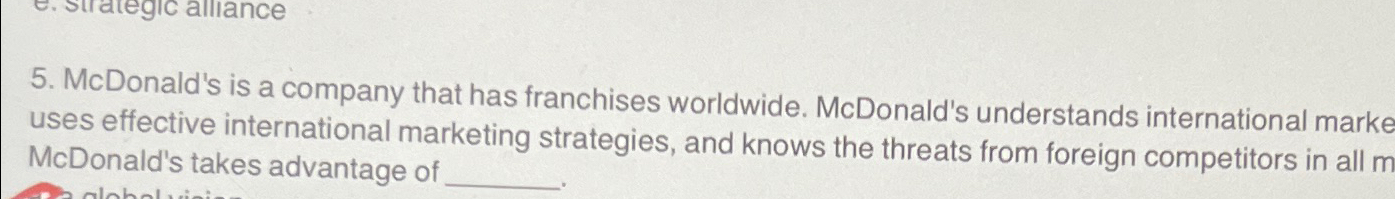 Solved McDonald's is a company that has franchises | Chegg.com