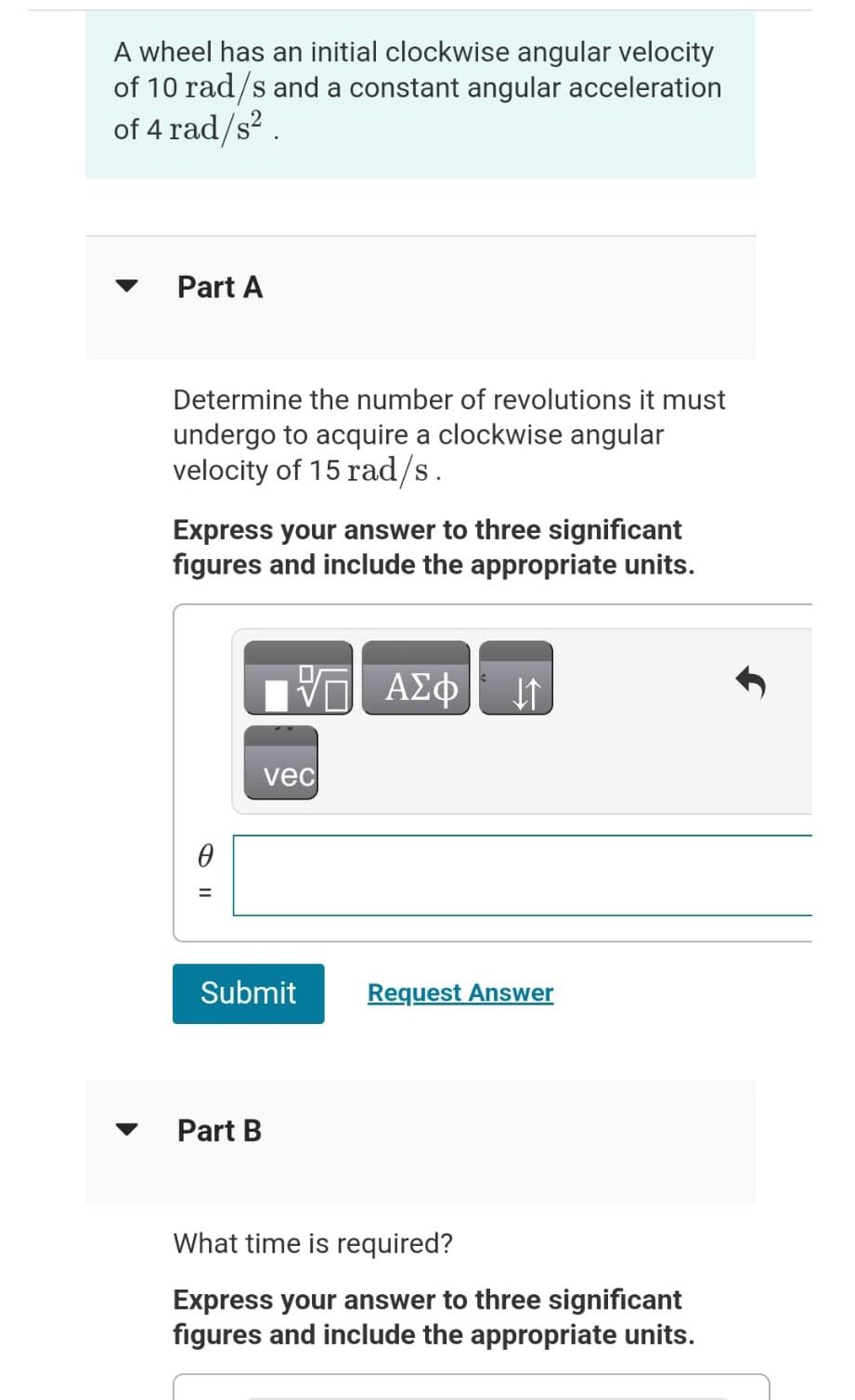 Solved A wheel has an initial clockwise angular velocity of | Chegg.com