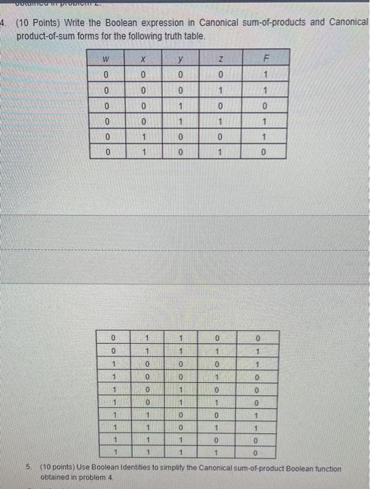 Solved 10 Points Write The Boolean Expression In Canonical