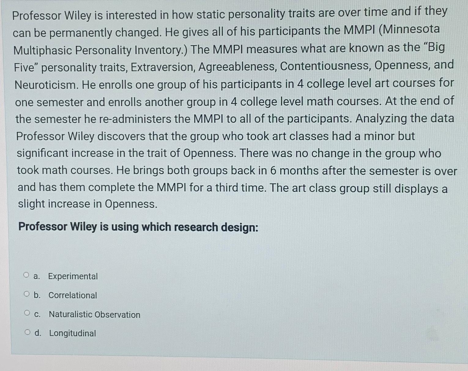 Solved Professor Wiley is interested in how static | Chegg.com