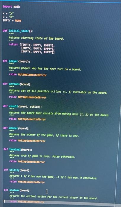 Solved Using Minimax, implement an Al to play Tic-Tac-Toe | Chegg.com