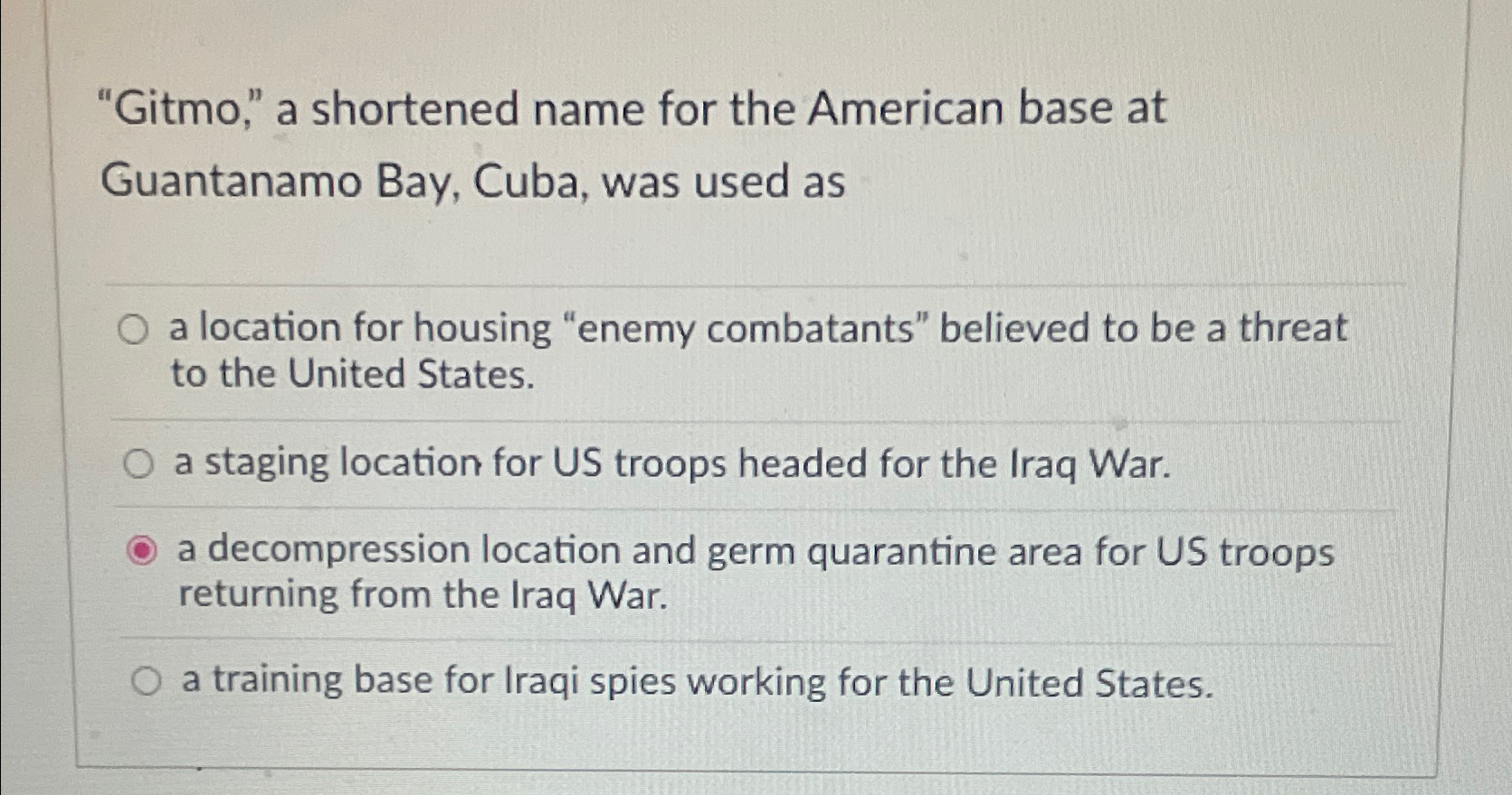 Solved "Gitmo," a shortened name for the American base at | Chegg.com