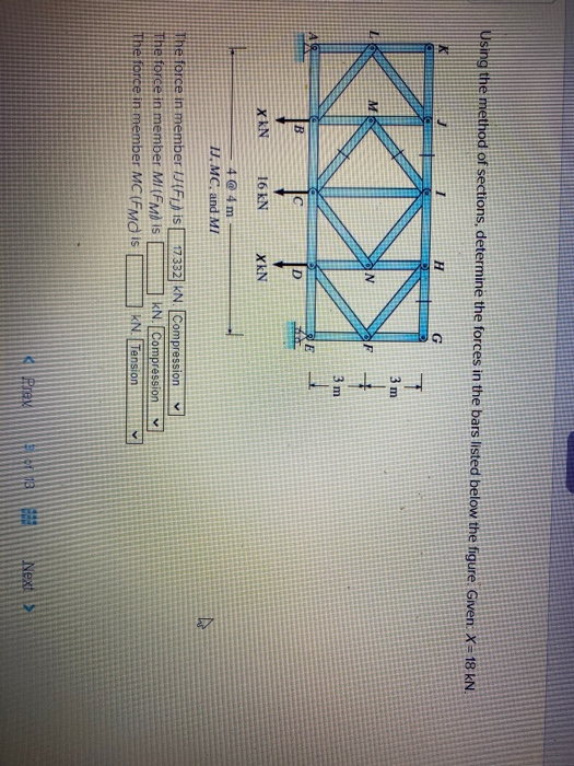 Solved Using the method of sections, determine the forces in | Chegg.com