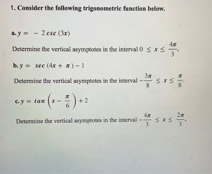 Solved Consider the following trigonometric | Chegg.com