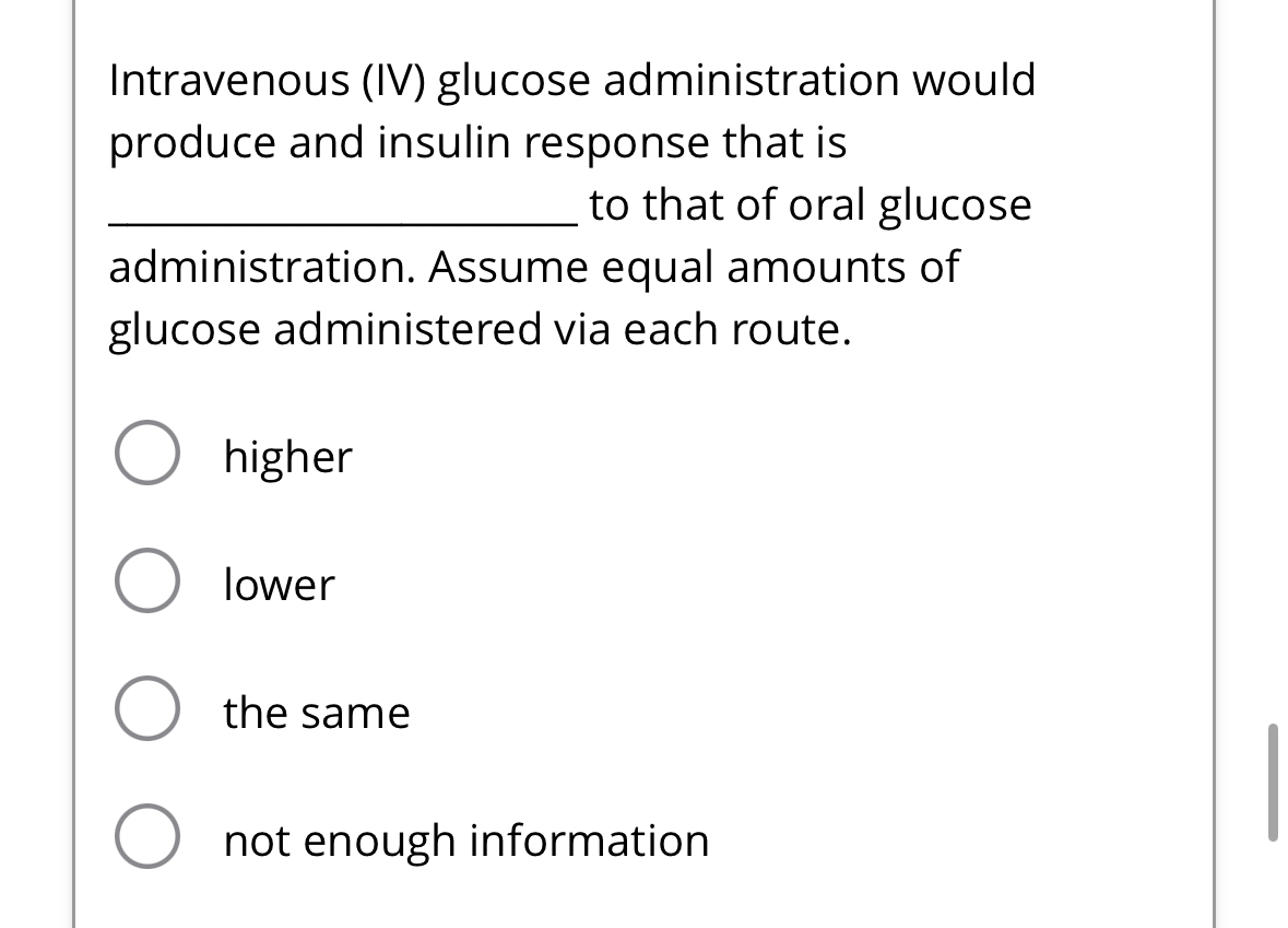 Solved Intravenous (IV) ﻿glucose administration wouldproduce | Chegg.com