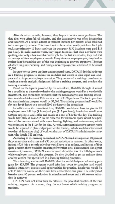 Solved CASE STUDY DATAIN DATAIN is a company that was | Chegg.com