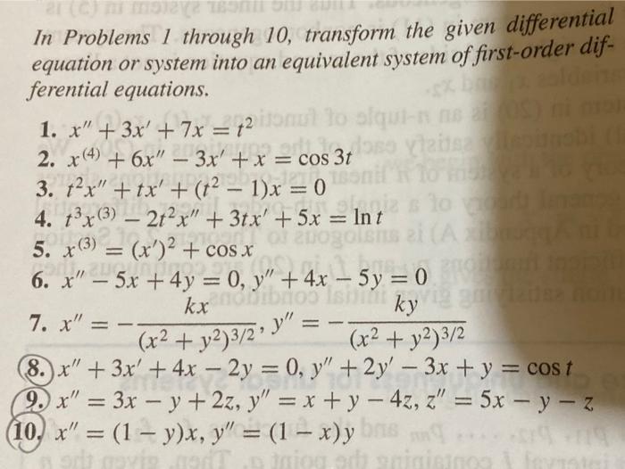 Solved In Problems 1 through 10, transform the given | Chegg.com