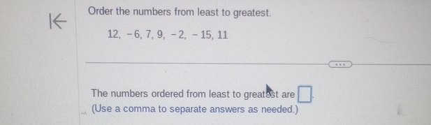Solved Order the numbers from least to | Chegg.com