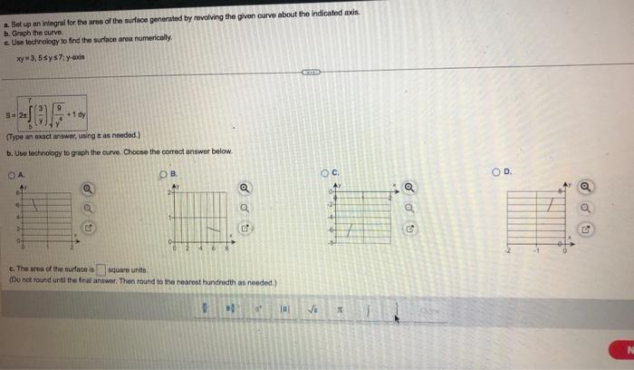 Solved a. Sot cp an intingral for the uree of the nurface | Chegg.com