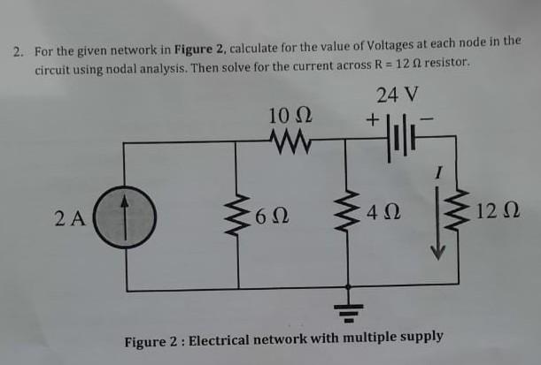 Solved 2. For the given network in Figure 2, calculate for | Chegg.com