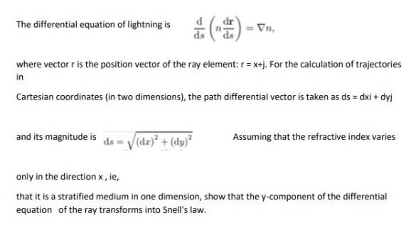 Solved The differential equation of lightning is | Chegg.com
