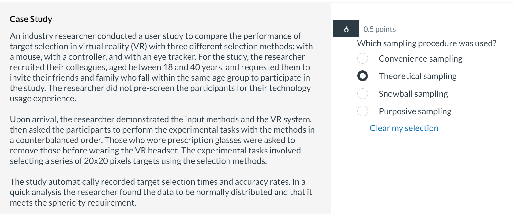 Solved 6,0.5 ﻿pointsWhich sampling procedure was | Chegg.com