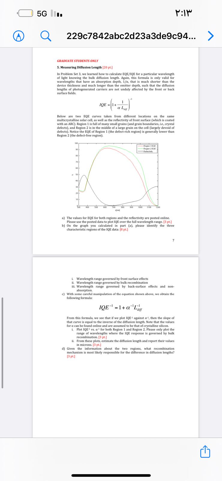 Solved GRADUATE STUDENTS ONLYMeasuring Diffusion Length [20 | Chegg.com