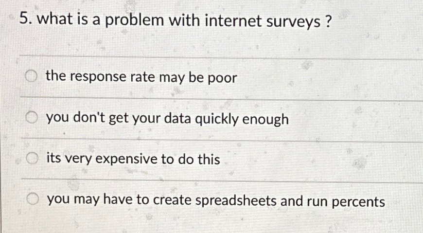 Solved what is a problem with internet surveys?the response | Chegg.com