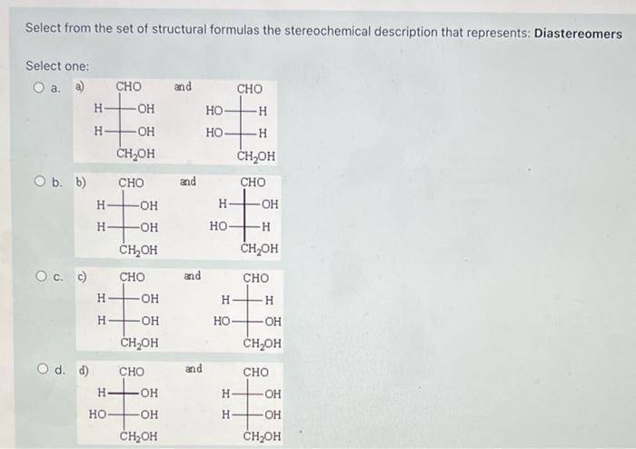 Solved Select from the set of structural formulas the | Chegg.com